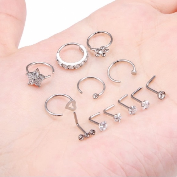 Jewelry | Nose Rings Hoop L Shaped Nose Ring Stud Set 2g | Poshmark